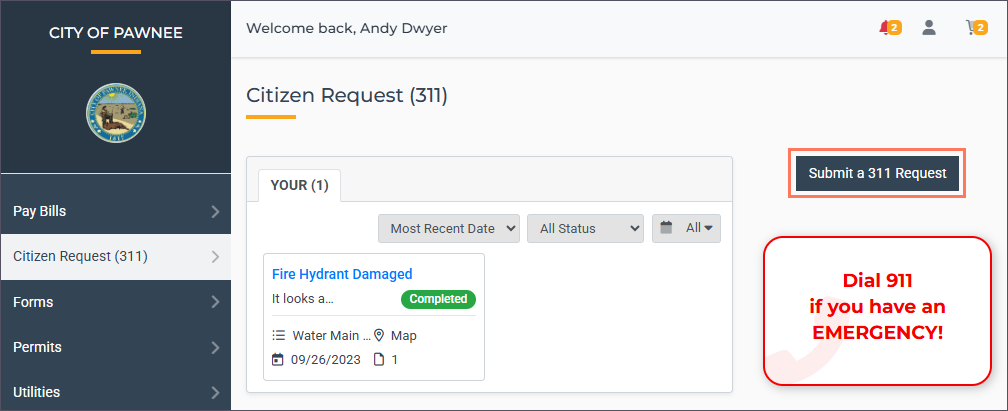 Submitting a Citizen Request (311)