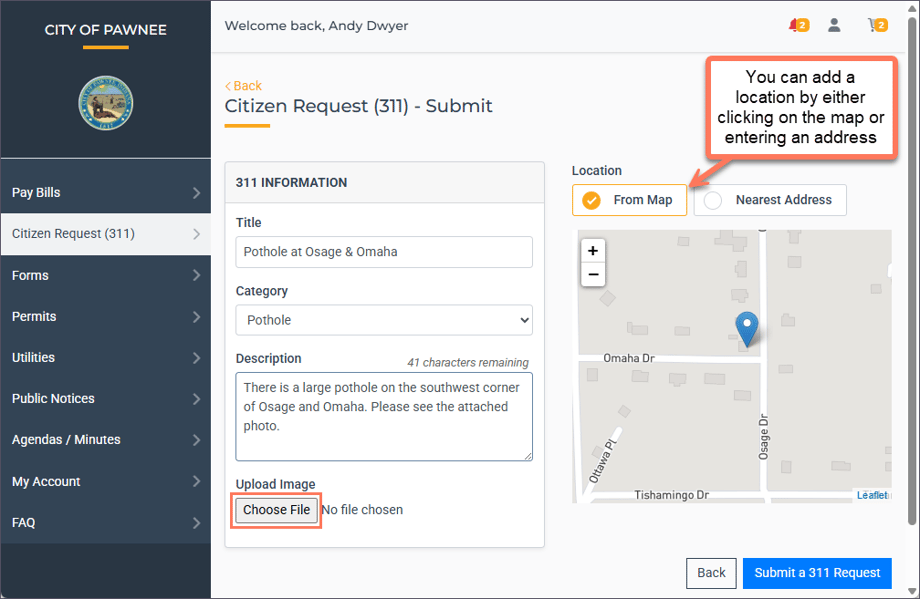 Submitting a Citizen Request (311)